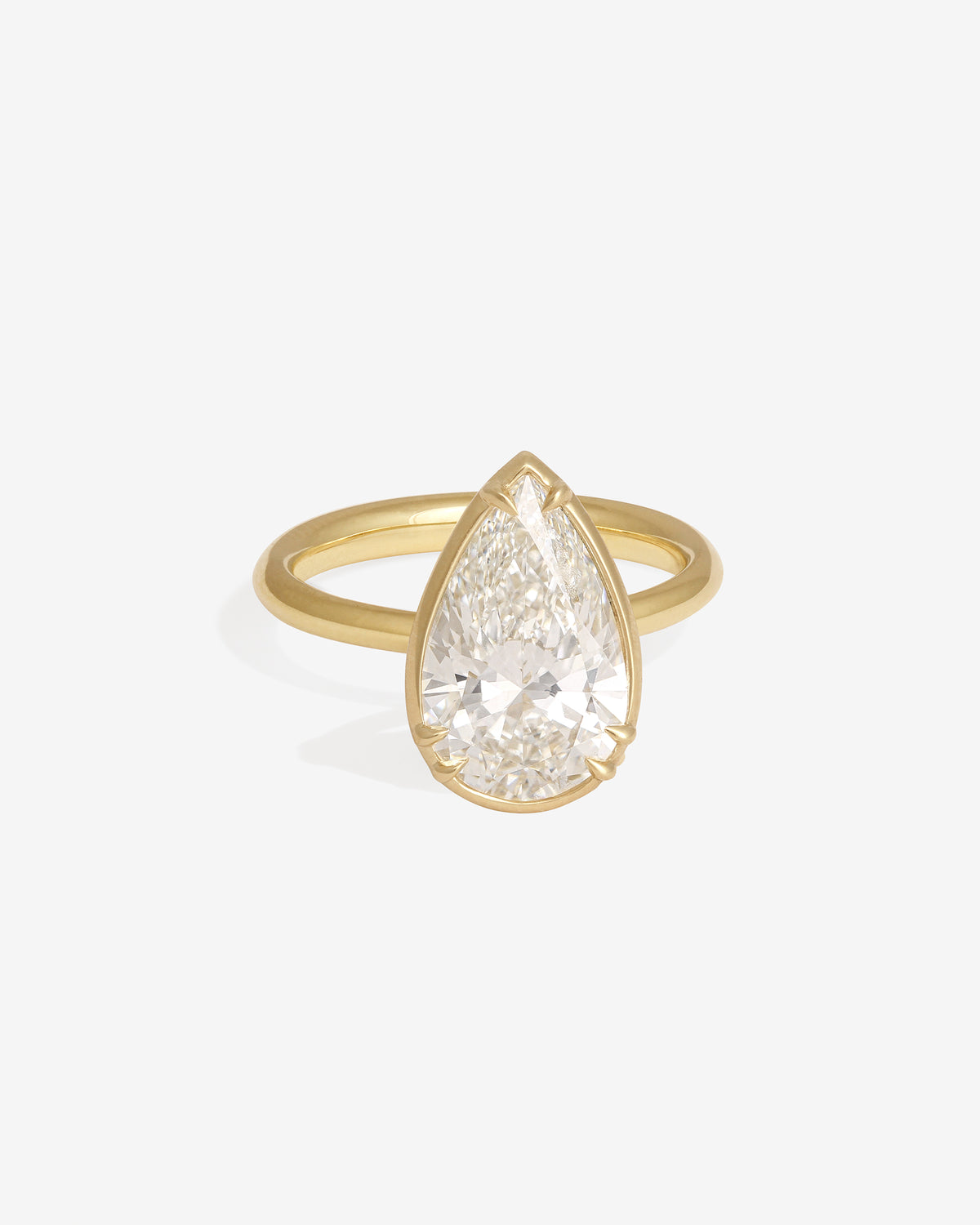 Azalea Ring 3ct Pear Cut White Diamond Solid Gold