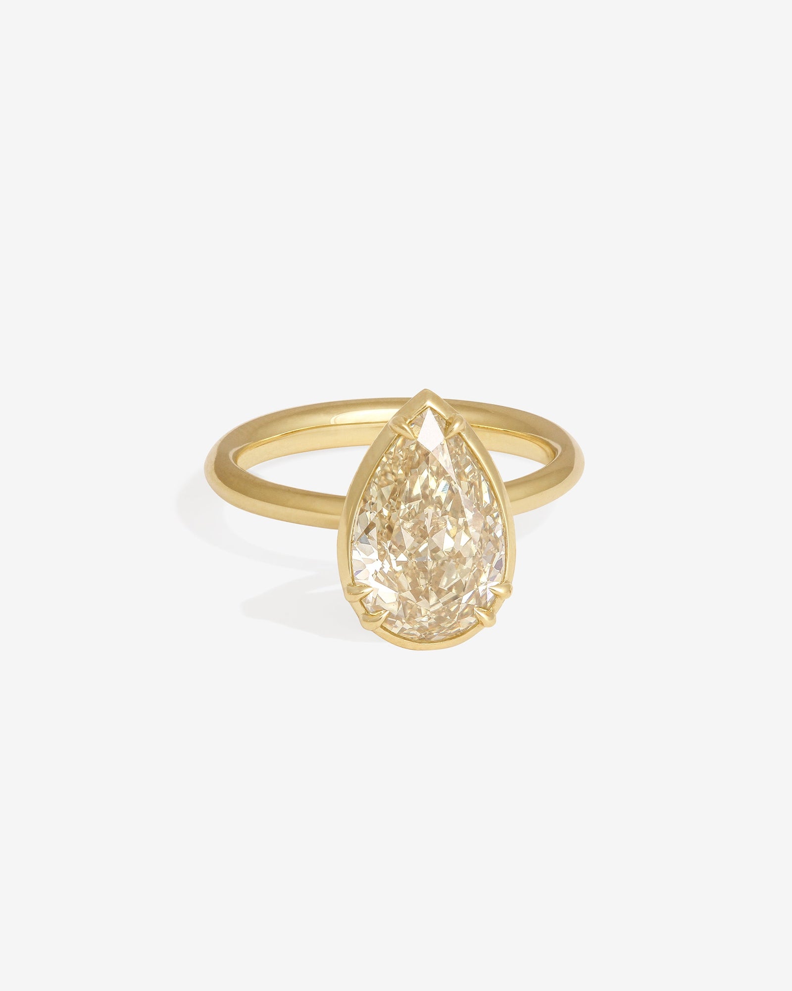 Azelea Ring 3ct Pear Cut Champagne Diamond Solid Gold