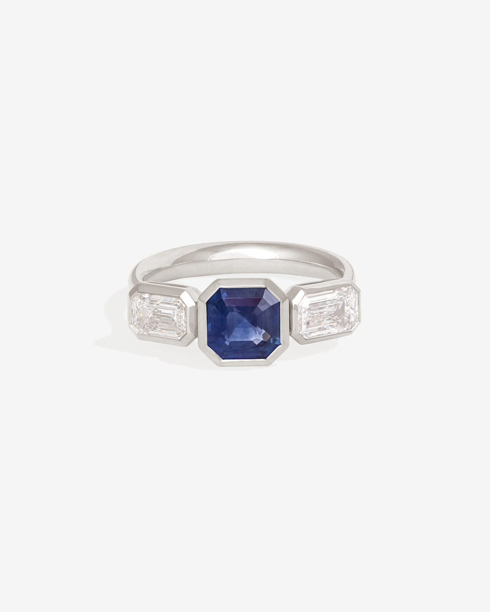 Paloma Trilogy Ring Diamond and Ceylon Sapphire Solid Gold