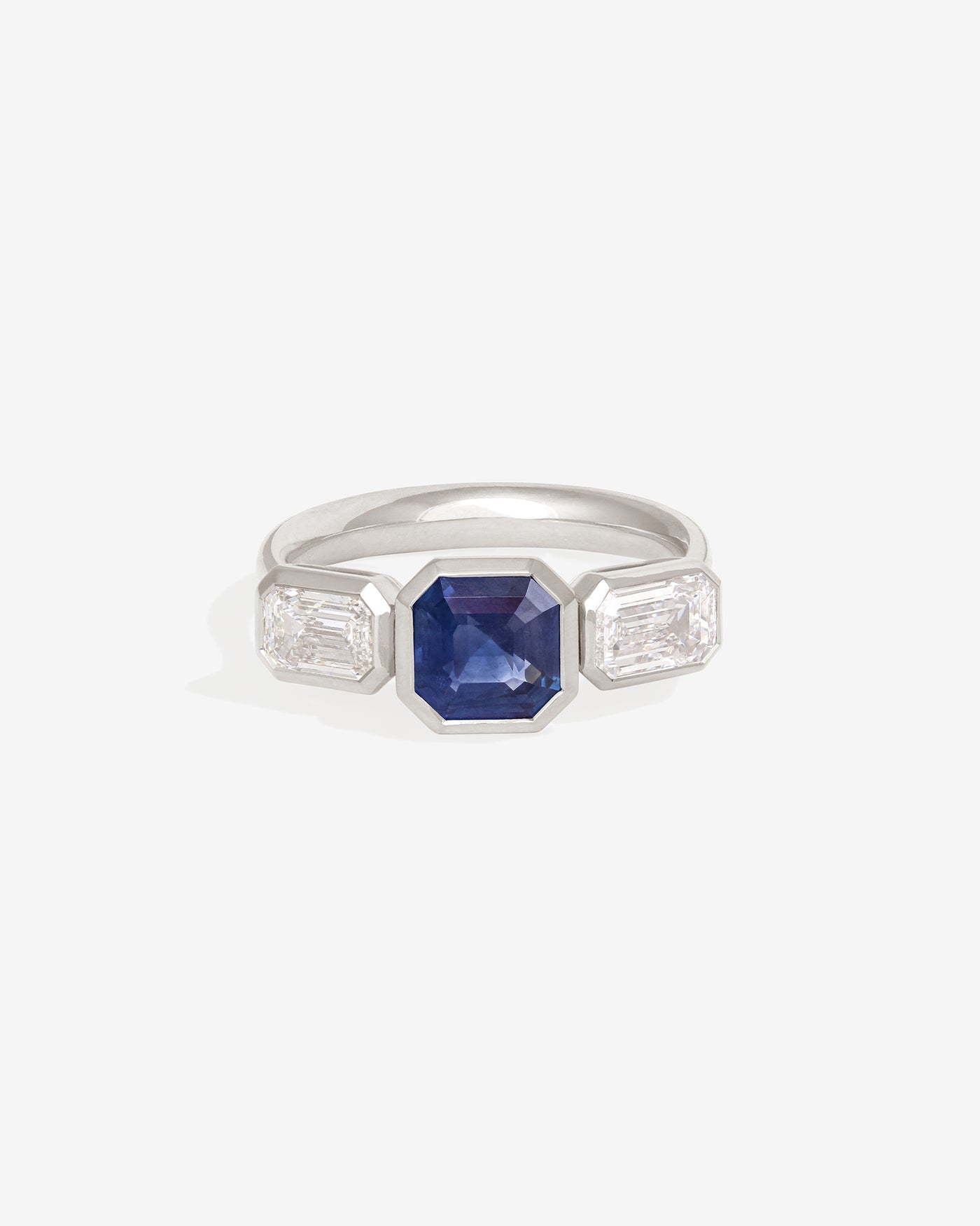 Paloma Trilogy Ring Diamond and Ceylon Sapphire Solid Gold