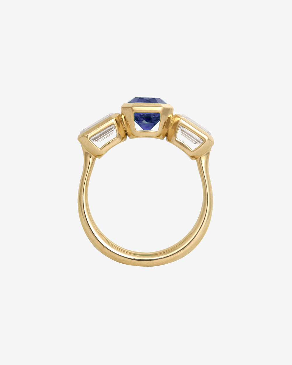 Paloma Trilogy Ring Diamond and Ceylon Sapphire Solid Gold